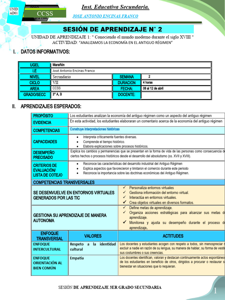 SESION 2 CCSS 3er SEC | PDF | Aprendizaje | Enseñando