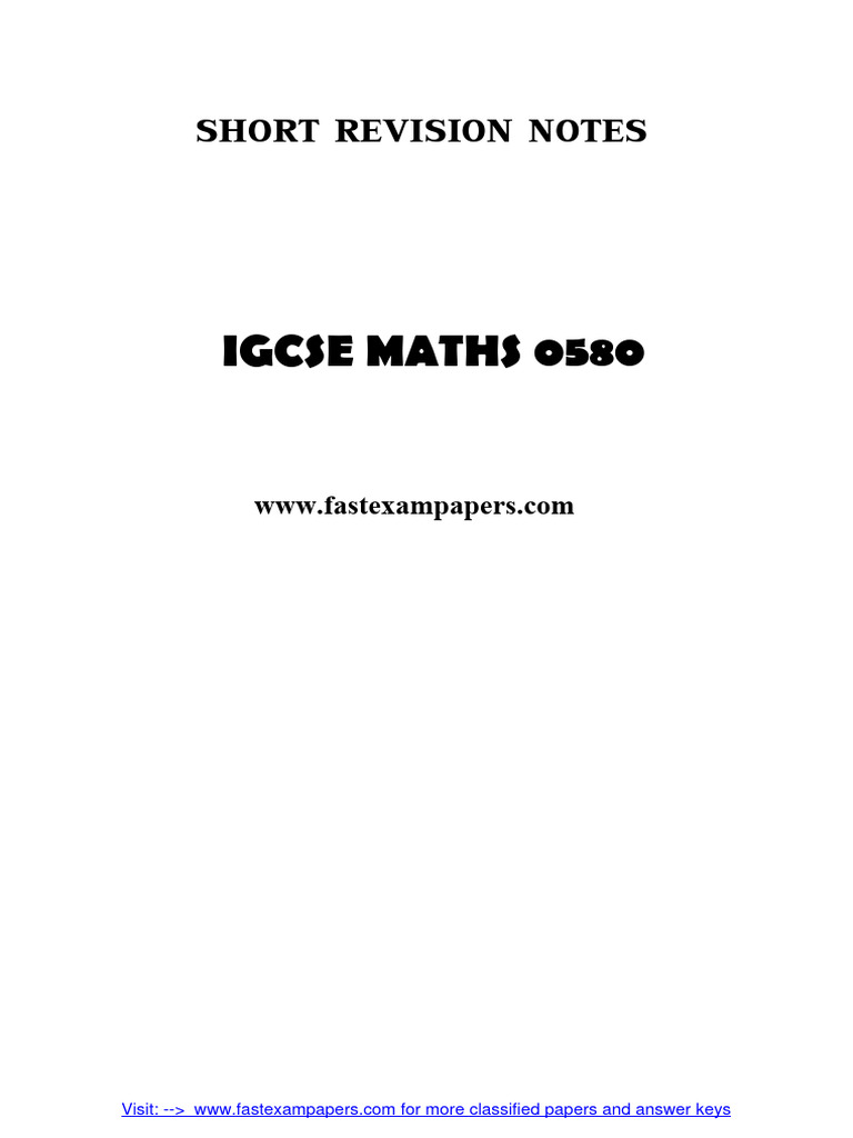 Igcse Mathematics Revision and Formula Sheet | PDF