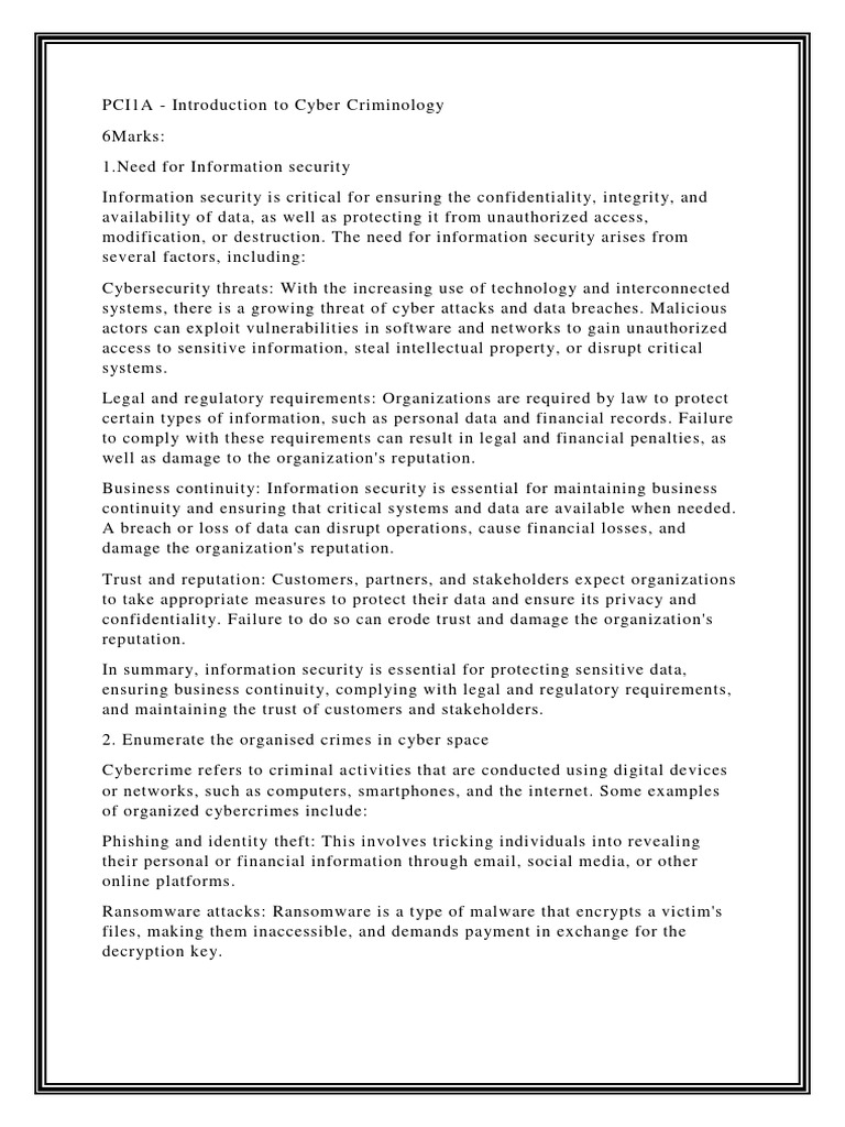 PCI1A Notes | PDF | Cybercrime | Computer Security