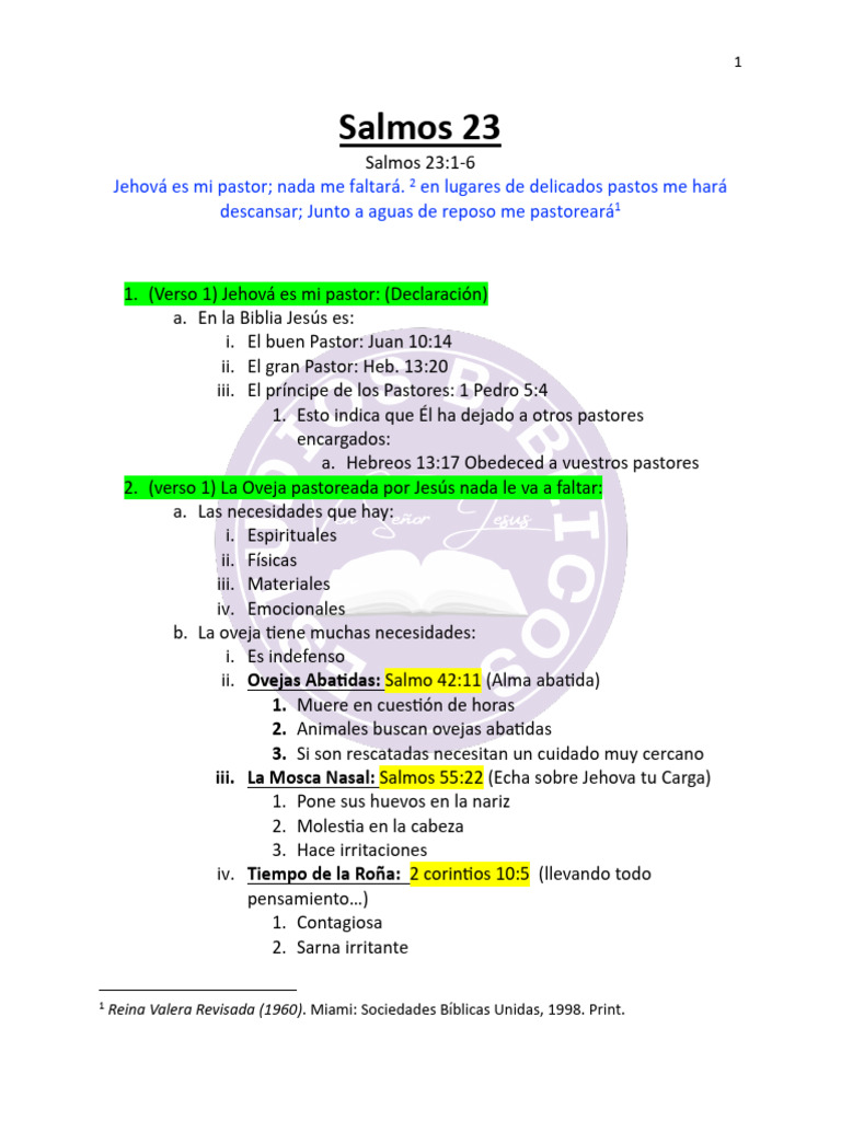 Salmo 23 | PDF | Biblia | Contenido bíblico