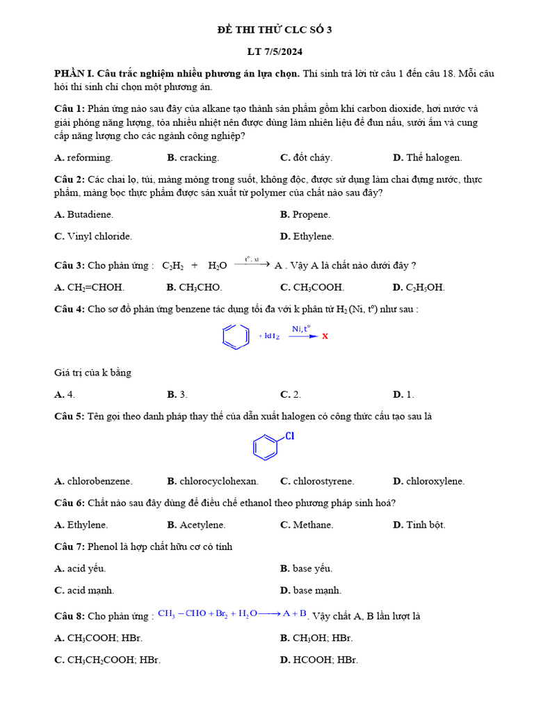đề mẫu azota 1 | PDF