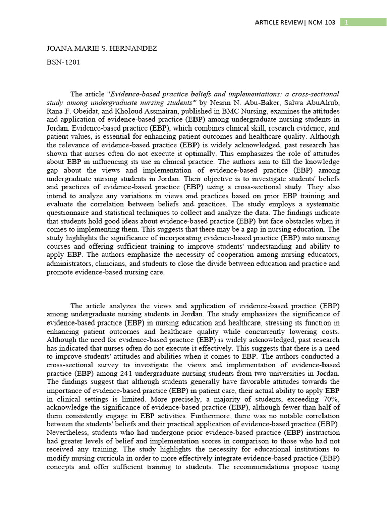 NCM 103 Artcle | PDF | Nursing | Health Care