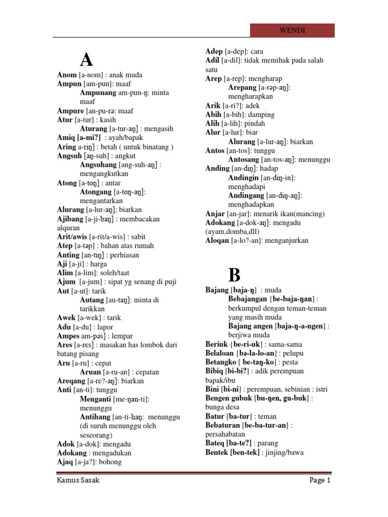 Bahasa Sasak Halus | PDF