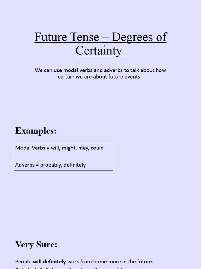 Future Tense - Degrees of Certainty C1 Level | PDF