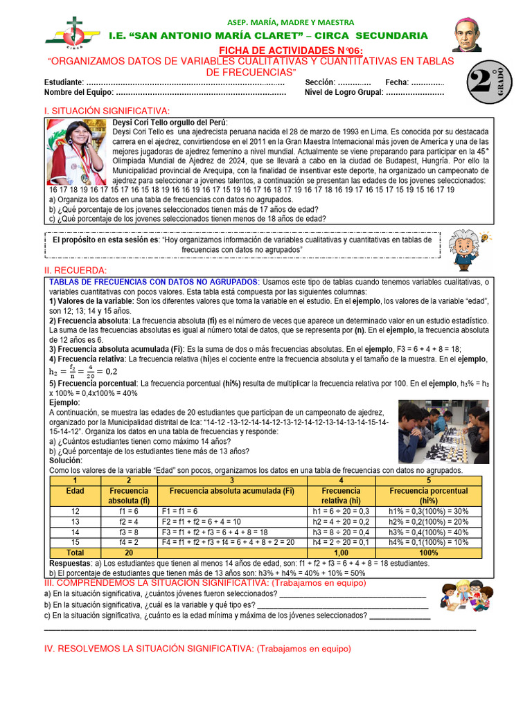 Ficha 6-2°-EDA2 Prof. OMAR Mat. | PDF | Ajedrez