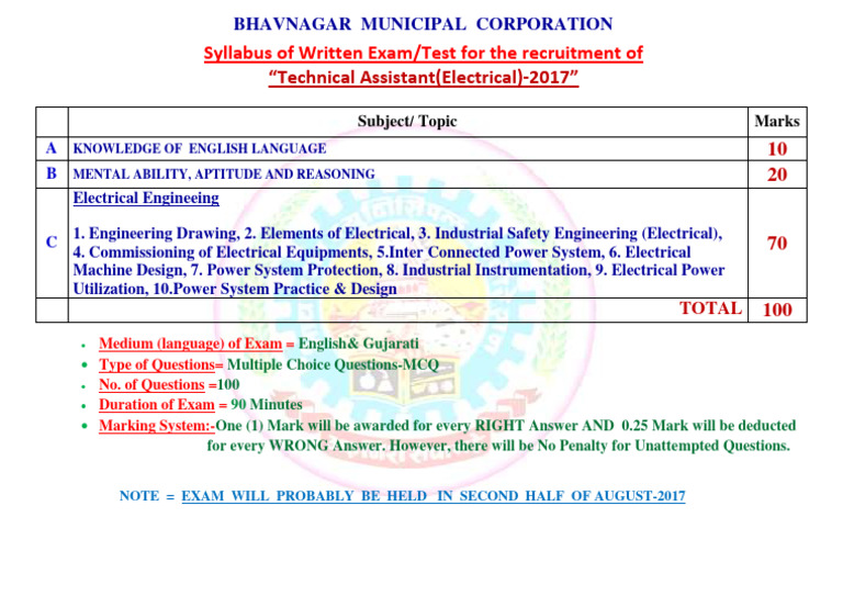 BMC Technical Assistant (Eletrical) Syllabus | PDF | Technology ...