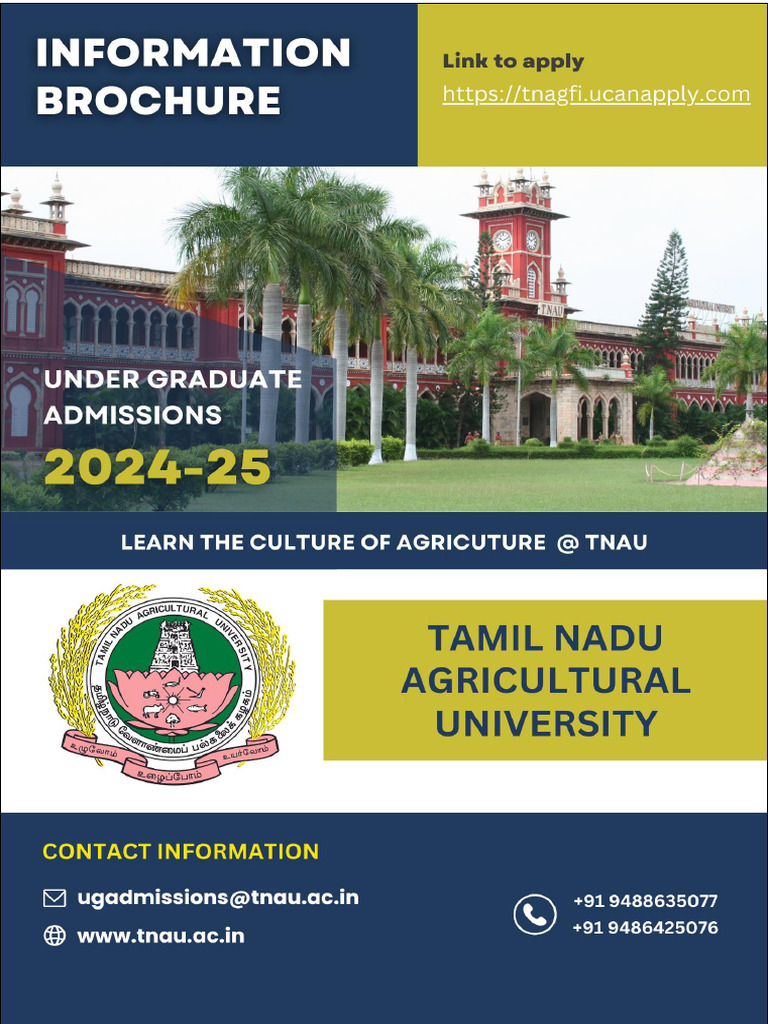 TNAU UG Brochure (2024-2025) | PDF | Undergraduate Education | Tamil Nadu