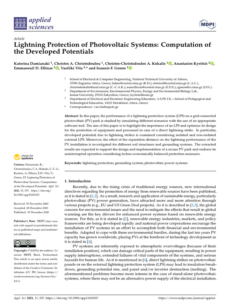 Lightning Protection of Photovoltaic Sys | PDF | Photovoltaics ...