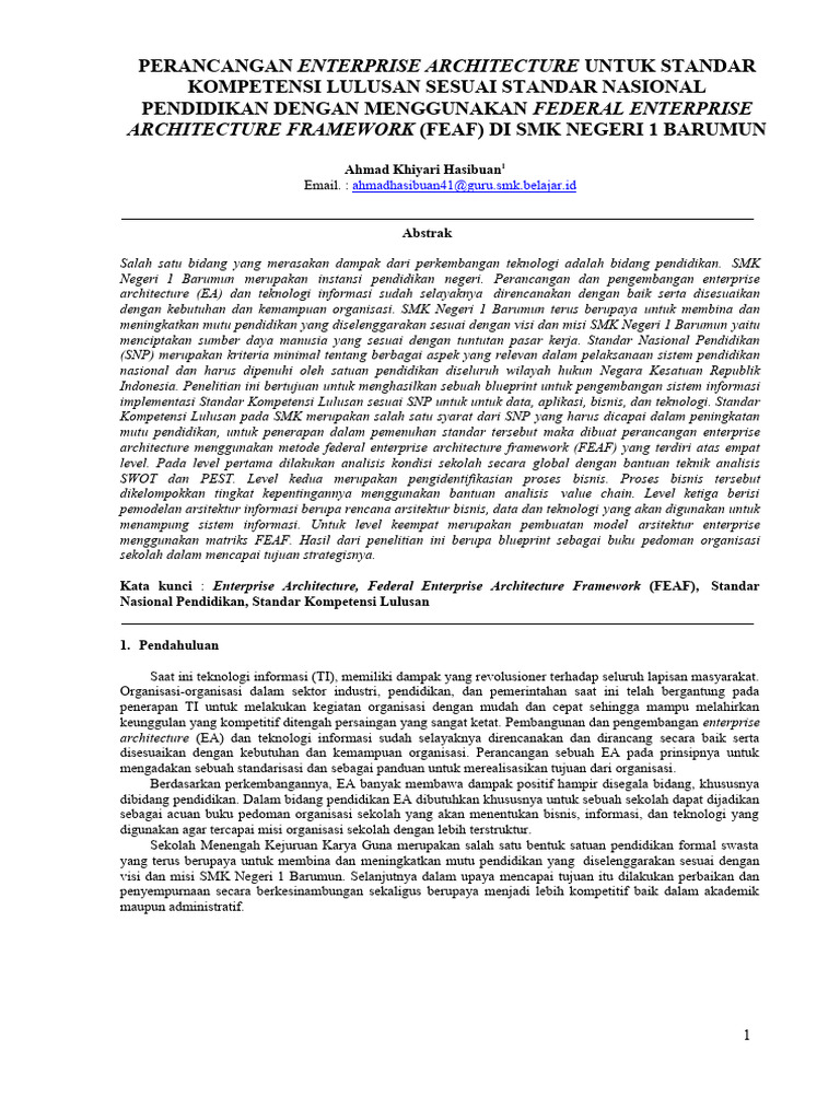 Architecture Framework (Feaf) Di SMK Negeri 1 Barumun | PDF | Seni | Komputer