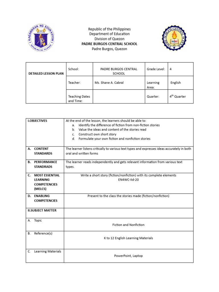 Lesson Plan | PDF | Lesson Plan | Non Fiction
