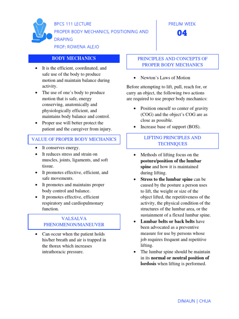 04 Proper Body Mechanics, Positioning and Draping | PDF | Anatomical ...