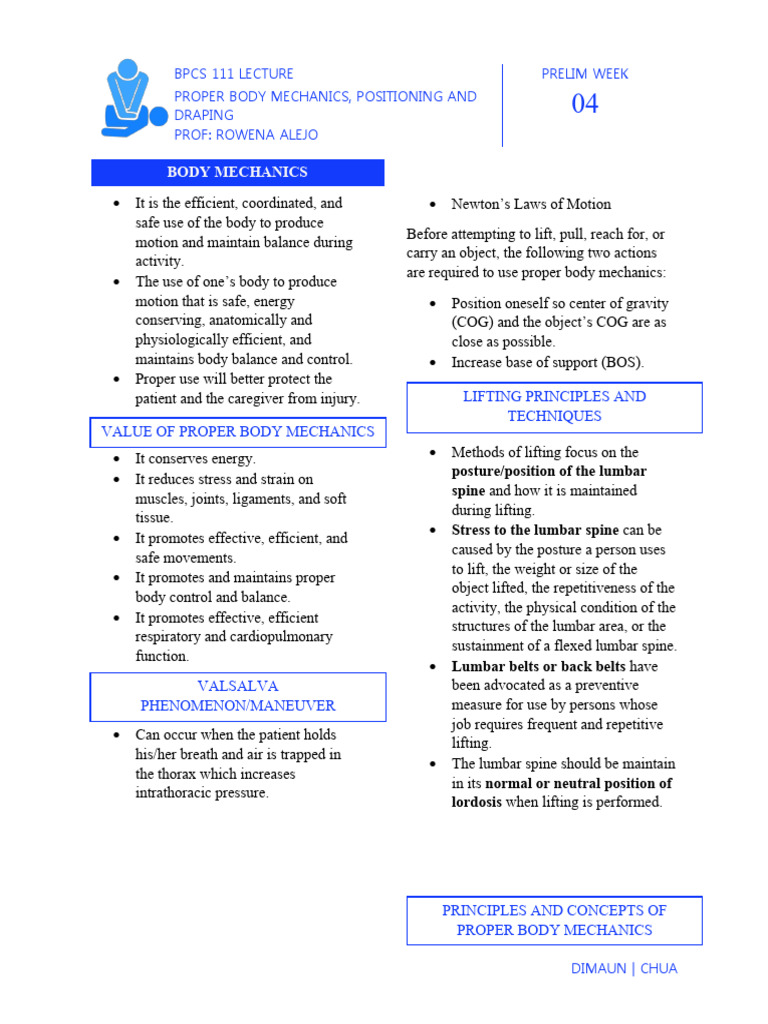 04 Proper Body Mechanics, Positioning and Draping | PDF | Anatomical ...