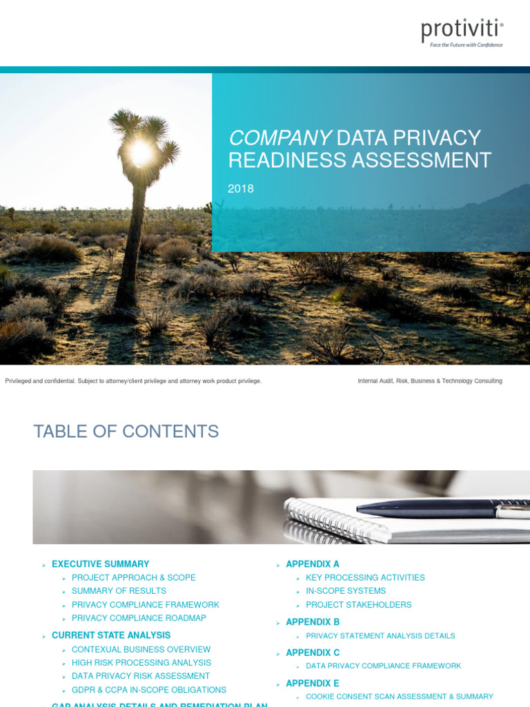 Sample CCPA and GDPR Data Privacy Readiness Assessment Report - Nov2018 ...