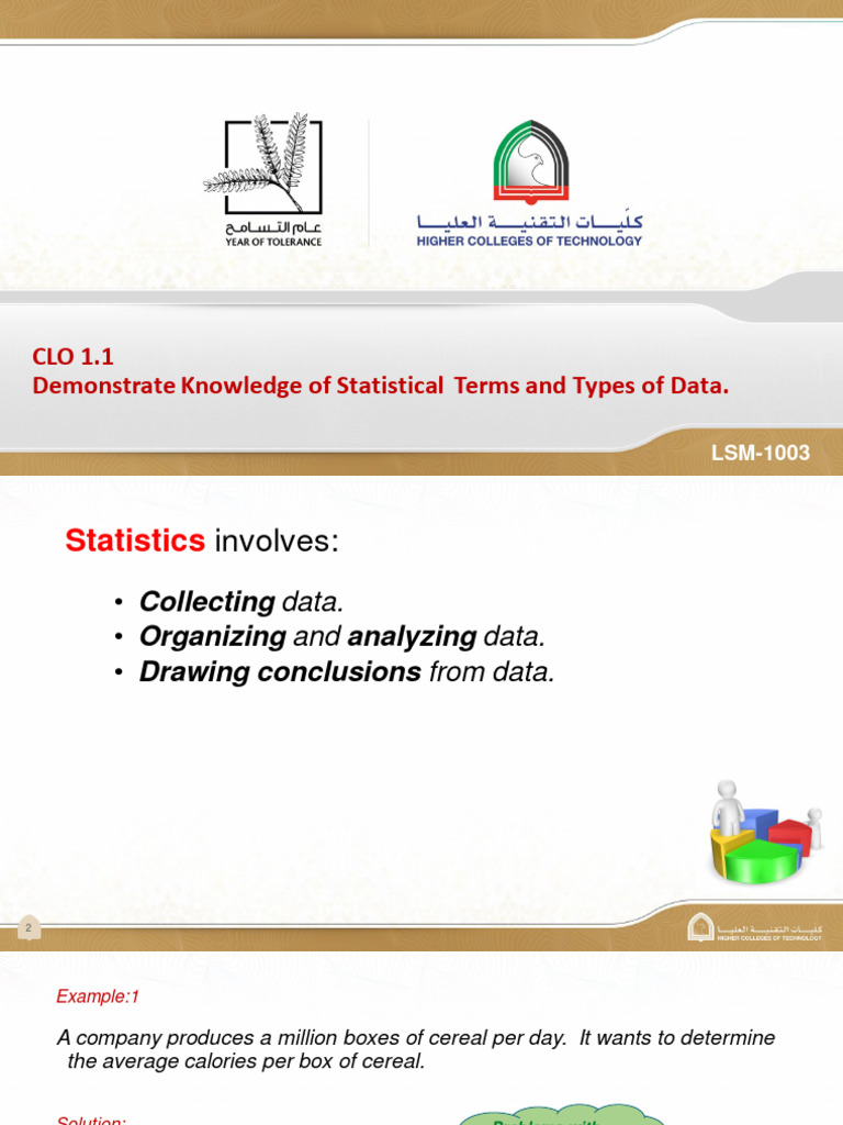 CLO 1.1 Demonstrate Knowledge of Statistical Terms and Types of Data | PDF | Quantitative ...