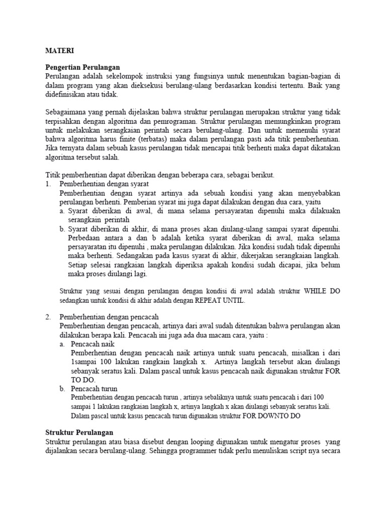 Struktur Perulangan dalam Pemrograman | PDF
