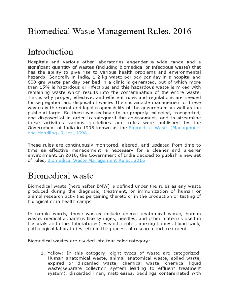 Biomedical Waste Management OBJECTIVE | PDF | Waste | Health Care