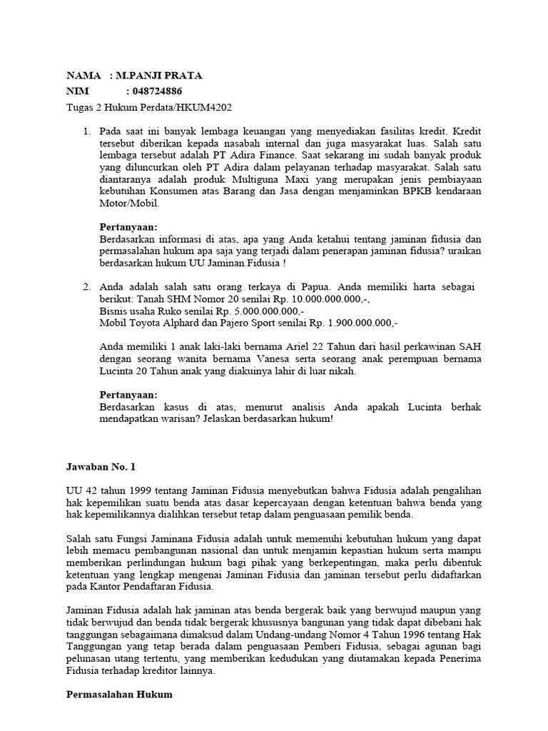 Tugas 2 Hukum Perdata M.Panji Prata | PDF | Hukum