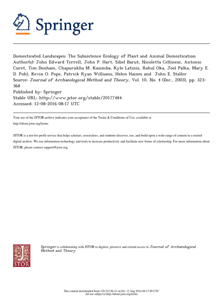 Springer Journal of Archaeological Method and Theory | PDF | Hunter ...