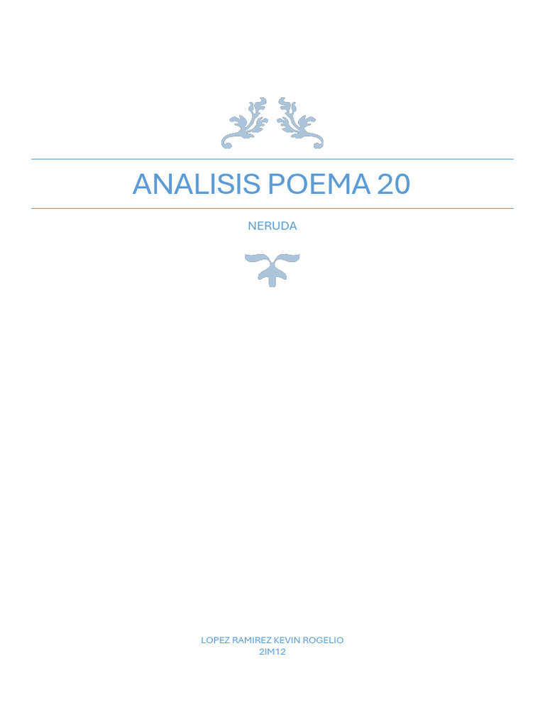 Analisis Poema 20 | PDF | Amor | Poesía