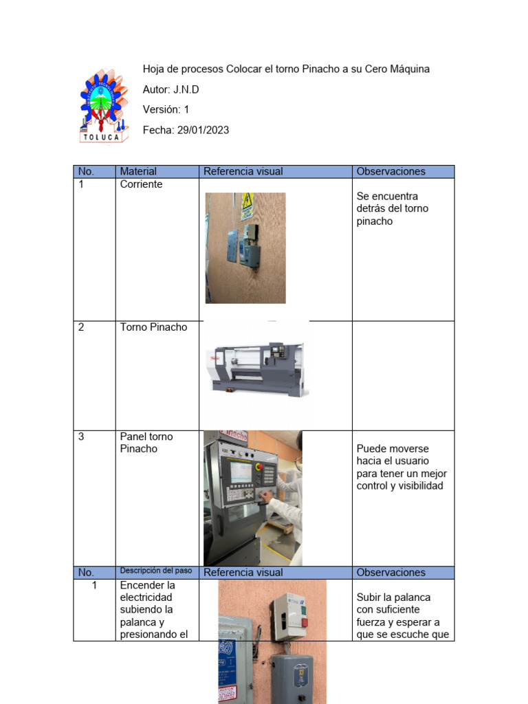 Guía para Cero Máquina Torno Pinacho | PDF