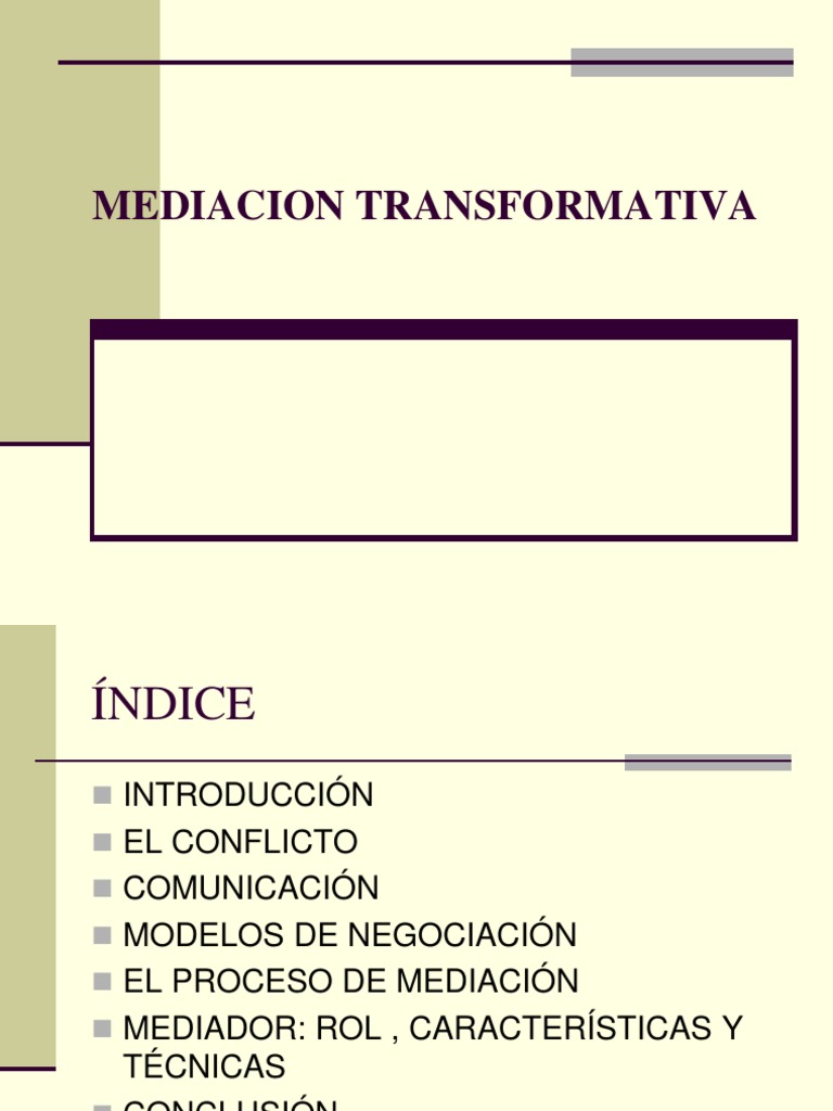 Mediacion Modelo Transformativo | PDF | Mediación | Conflicto (proceso)