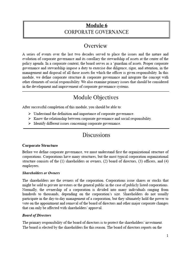 Module 6 | PDF | Corporate Governance | Internal Control