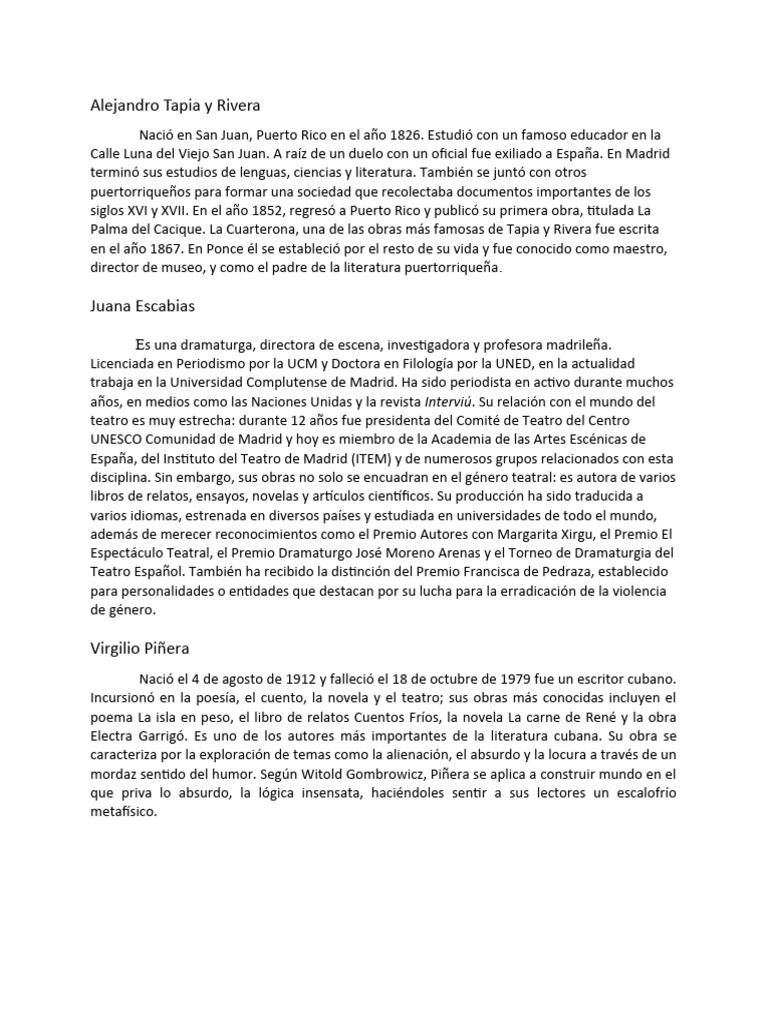 Biografía de Alejandro Tapia y Rivera | PDF