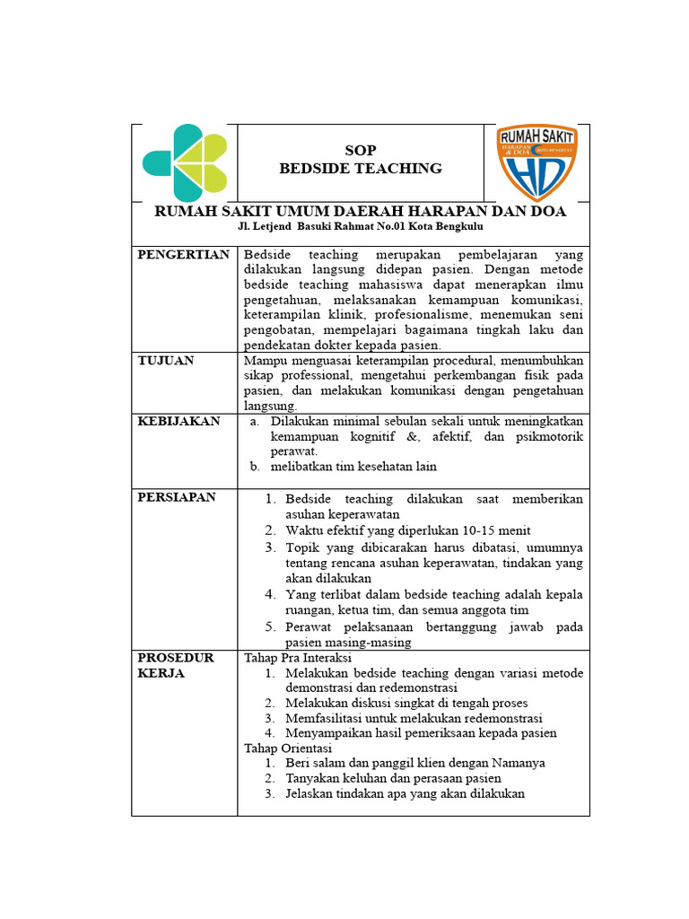Sop Bedside Teaching | PDF | Sains & Matematika