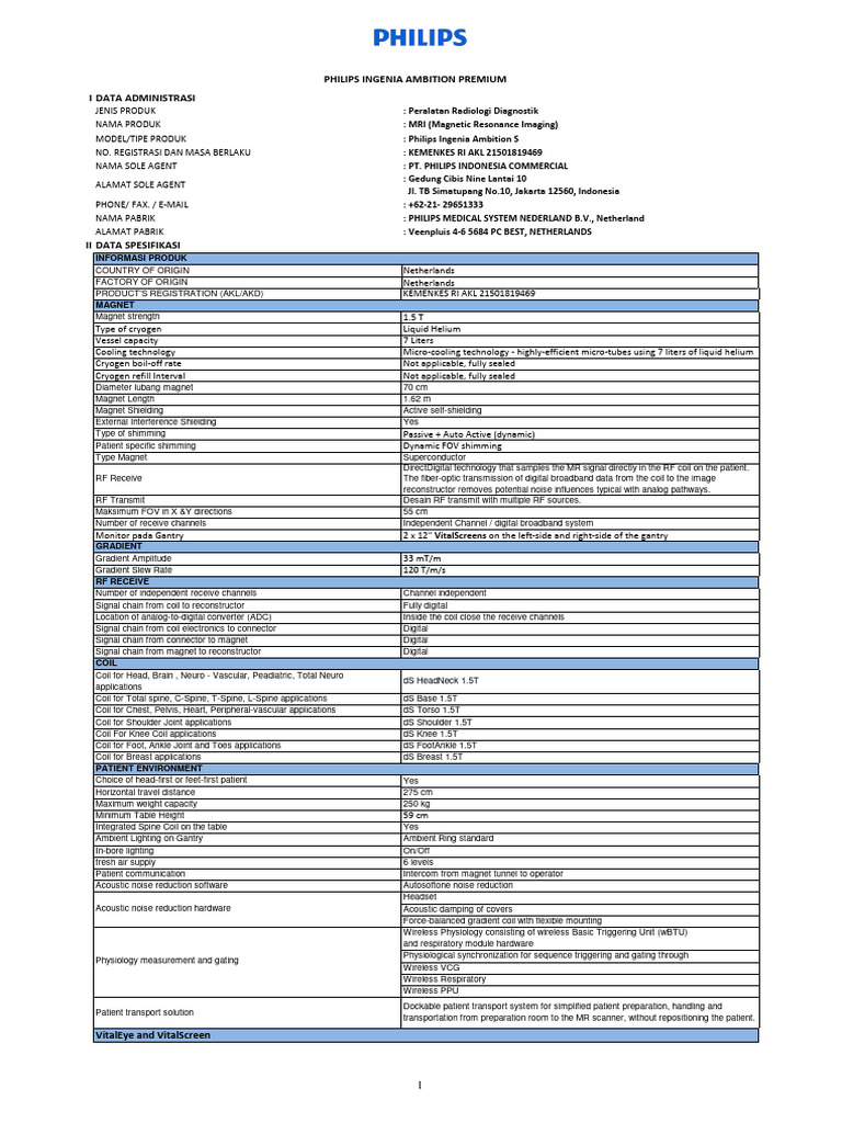 Philips Ingenia Ambition S MRI Overview | PDF | Magnetic Resonance ...