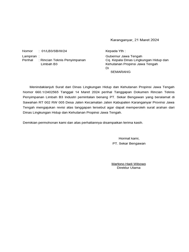 Permohonan Rintek LB3 Rekom | PDF