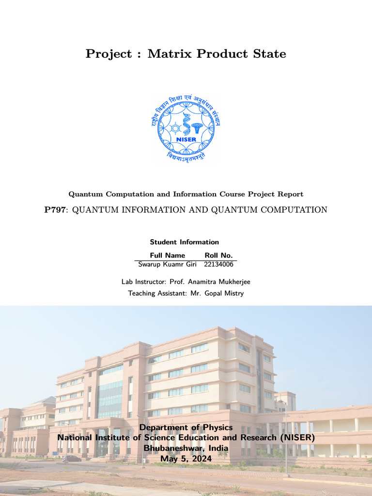 Qiqc Report Draft | PDF | Quantum Entanglement | Matrix (Mathematics)