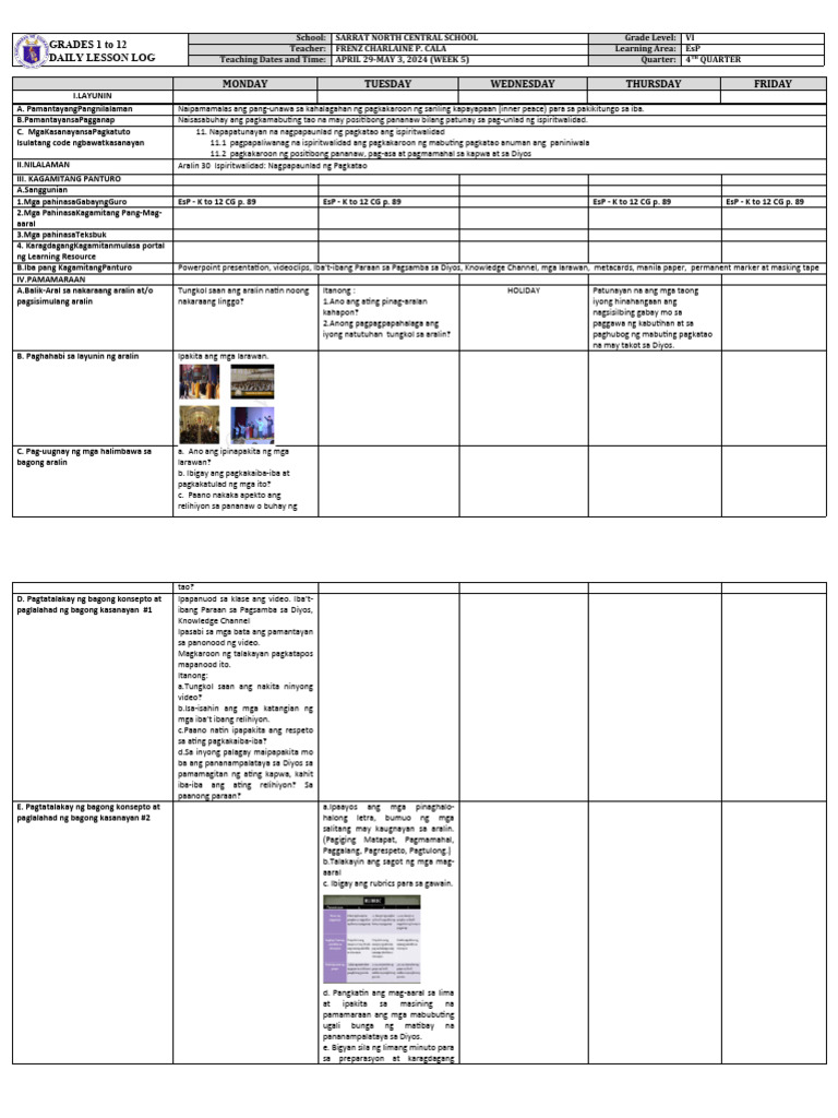 DLL - Esp 6 - Q4 - W5 | PDF