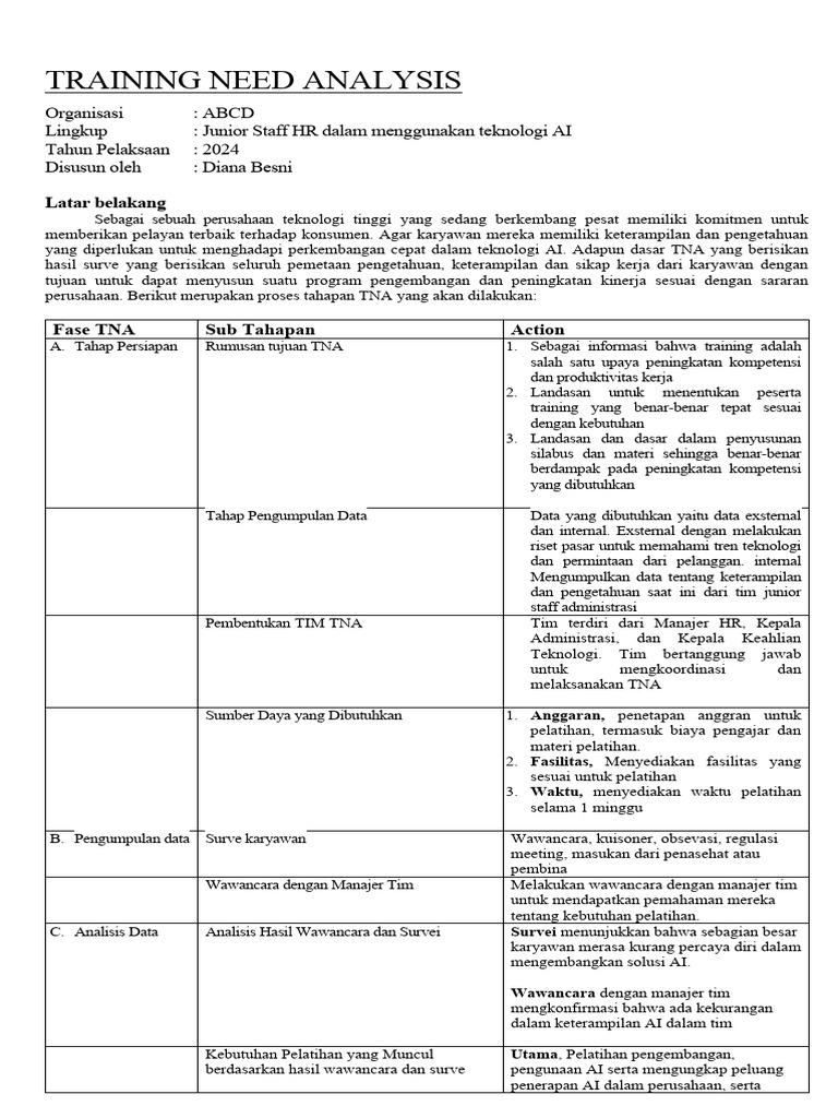 Training Need Analysis | PDF | Komputer