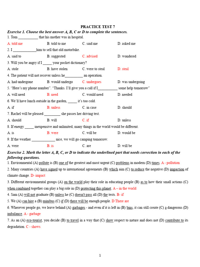 (HS) Practice Test 7 | PDF | Natural Environment | Environment