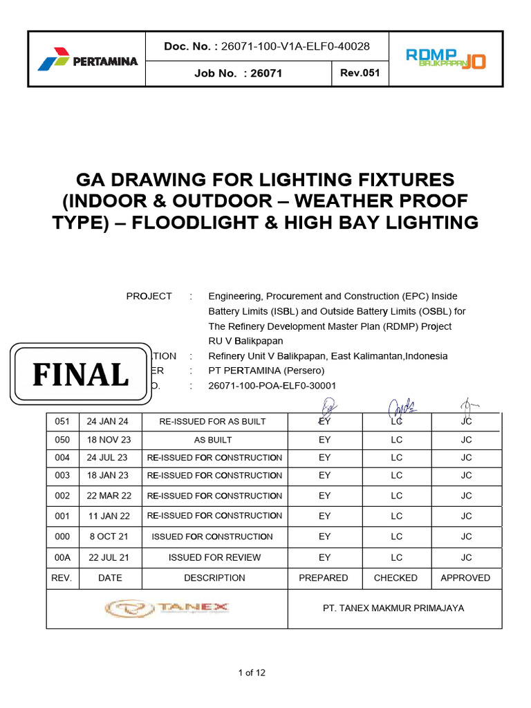 26071-100-V1A-ELF0-40028 GA Drawing - Flood Light & High Bay - Rev.051 | PDF | Transformer ...