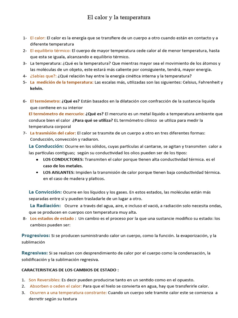 Calor y Temperatura: Conceptos Clave | PDF | Temperatura | Calor