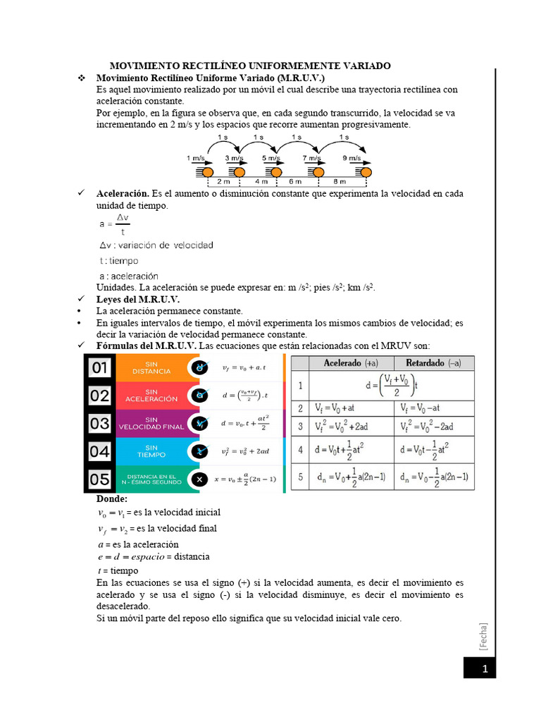 Conceptual-Movimiento Rectilíneo Uniformemente Variado | PDF | Aceleración | Velocidad
