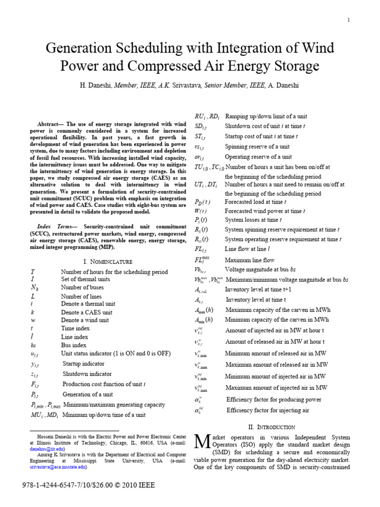 2010 IEEE Generation Scheduling With Integration of Wind Power and Generation Scheduling With ...