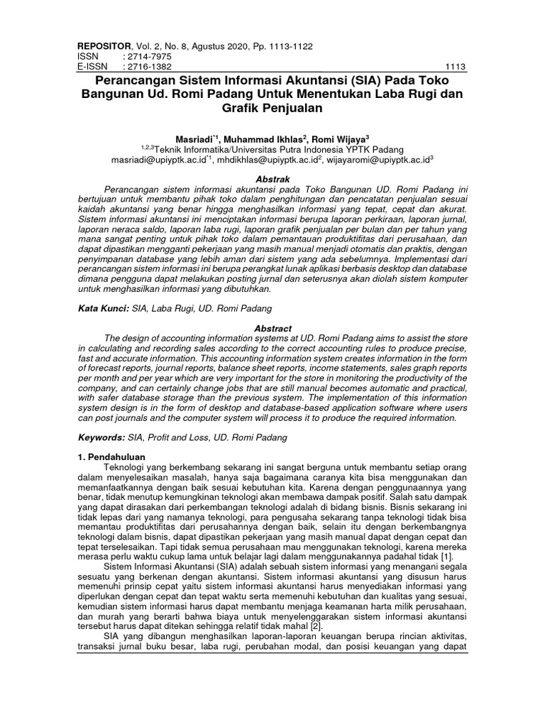 SIA untuk Toko Bangunan UD. Romi | PDF | Pengelolaan Keuangan & Uang | Komputer