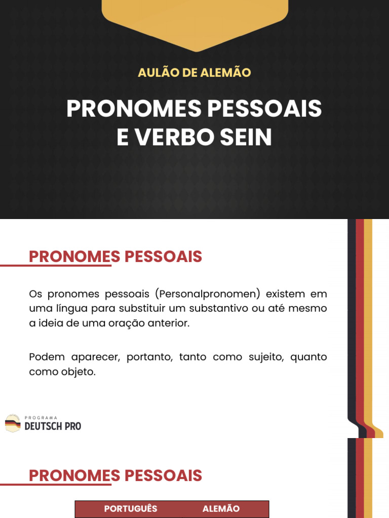 Pronomes Pessoais e Verbo Sein | PDF | Pronome | Morfologia linguística