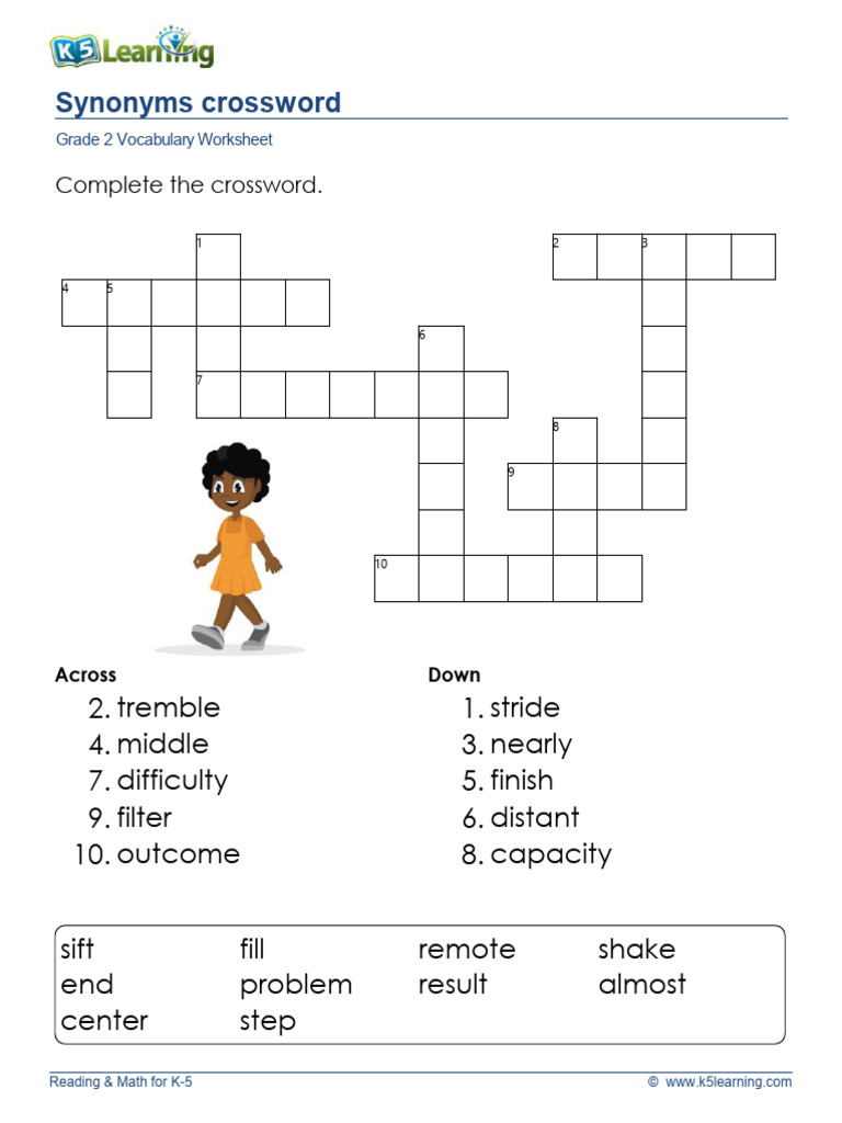 2nd Grade Synonyms Crossword 1 | PDF