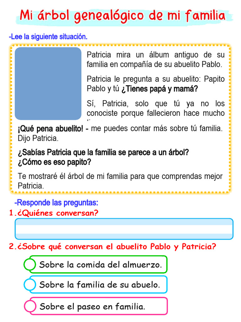 Ficha Cómo Represento Lahistoria de Mi Familia (Árbol Genealógico) | PDF