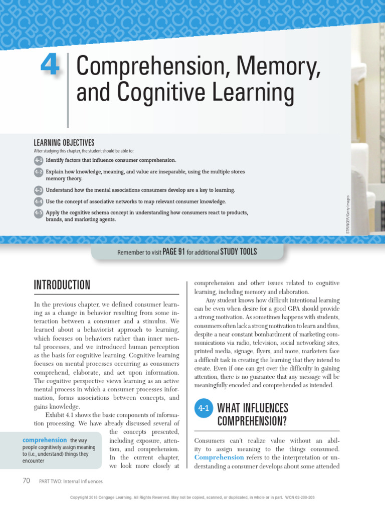 CB - Ch04 Comprehension, Memory, and Cognitive Learning | PDF | Learning | Cognition