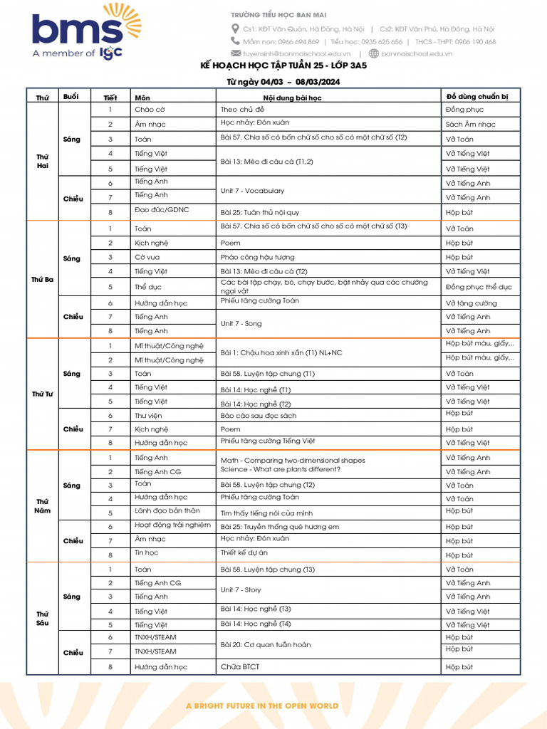 KHHT 3a5 - Tuần 25 | PDF