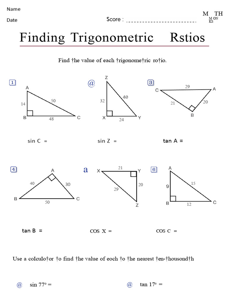 Finding Trigonometric Ratios Guide | PDF