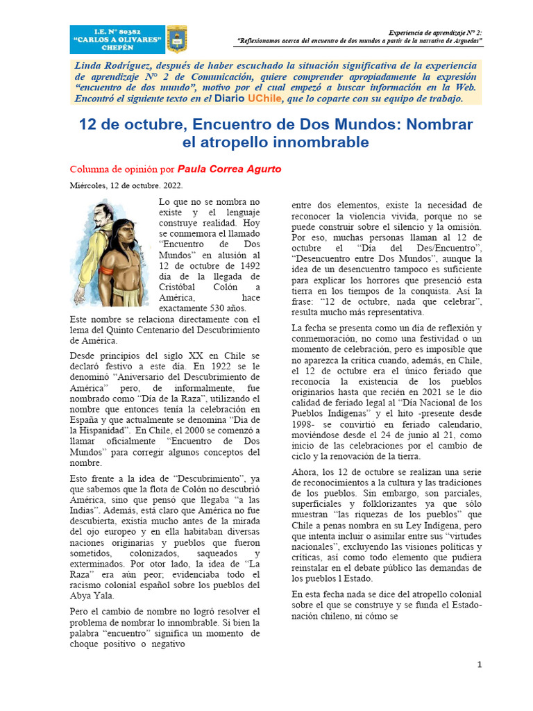 Lectura 1 - El Encuentro de Dos Mundos | PDF | Cristobal colon | España
