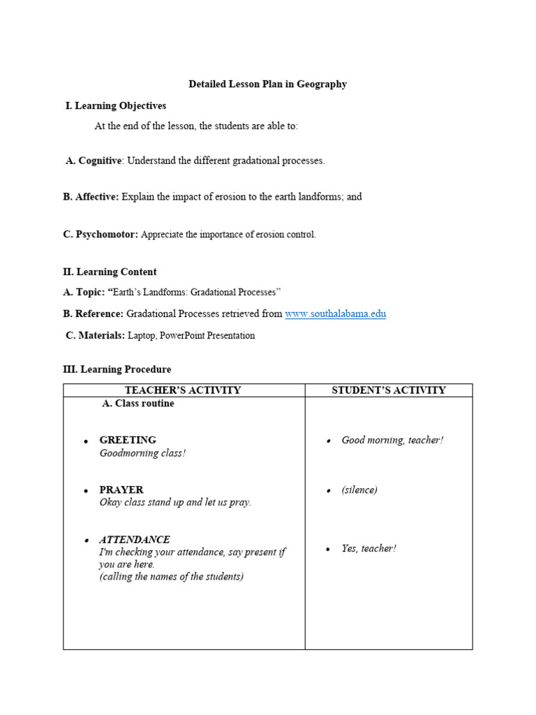 Detailed Lesson Plan in Geography | PDF | Weathering | Geography