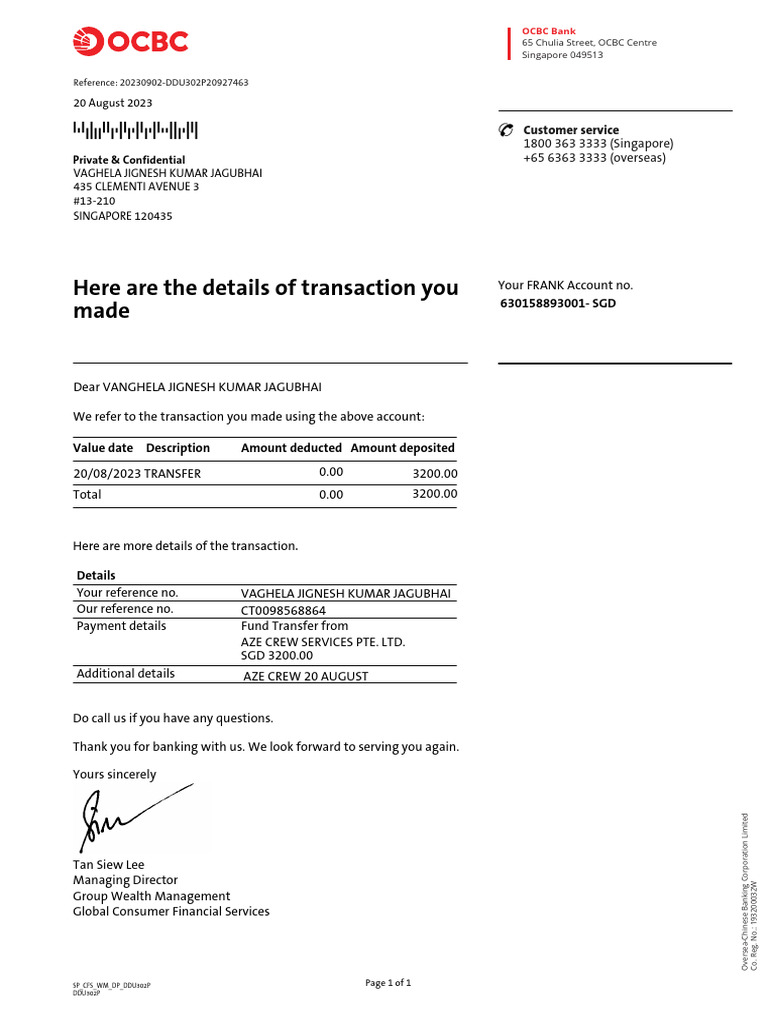 Here Are The Details On The Credit Transaction On Your Account-3001-August-2023 | PDF