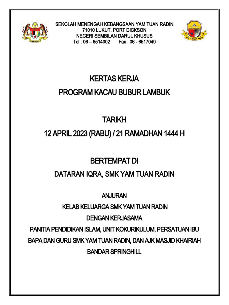 Program Kacau Bubur Lambuk | PDF