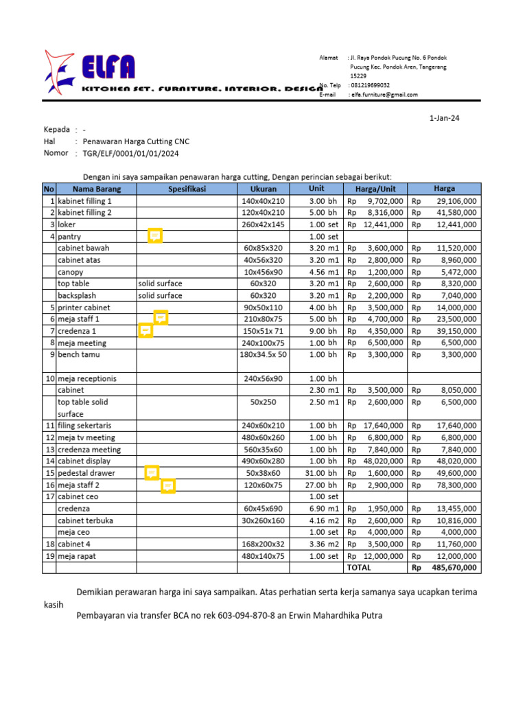 Contoh Price Quotation | PDF